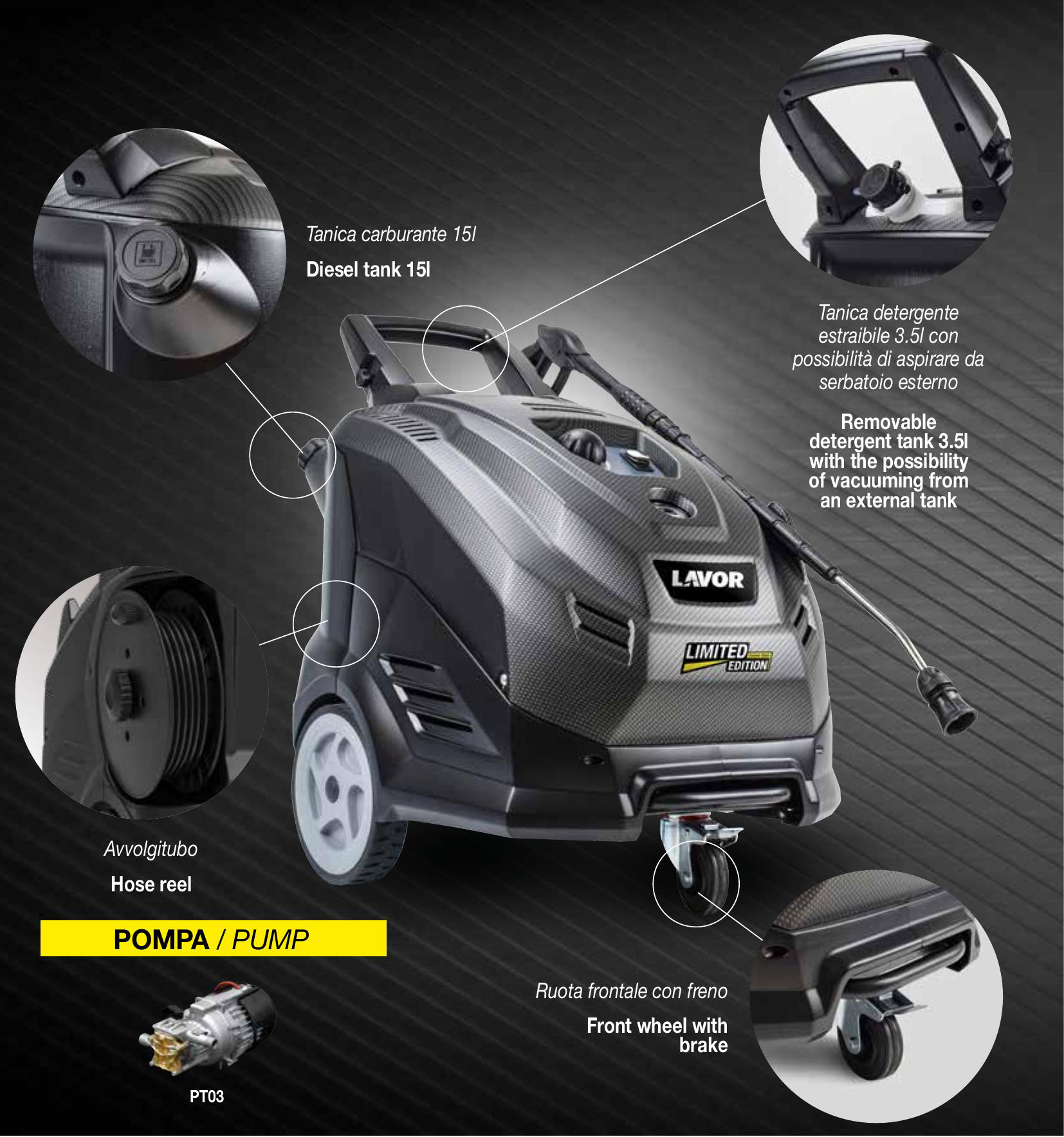 AUCKLAND PLUS 1310 CARBON Ciepłowodna myjka ciśnieniowa (150 bar, 570l/h, 90°C) Lavor | PRO ...